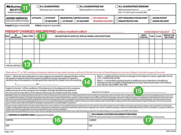 How to Fill Out a Bill of Lading Form for Freight Shipping | USA ...